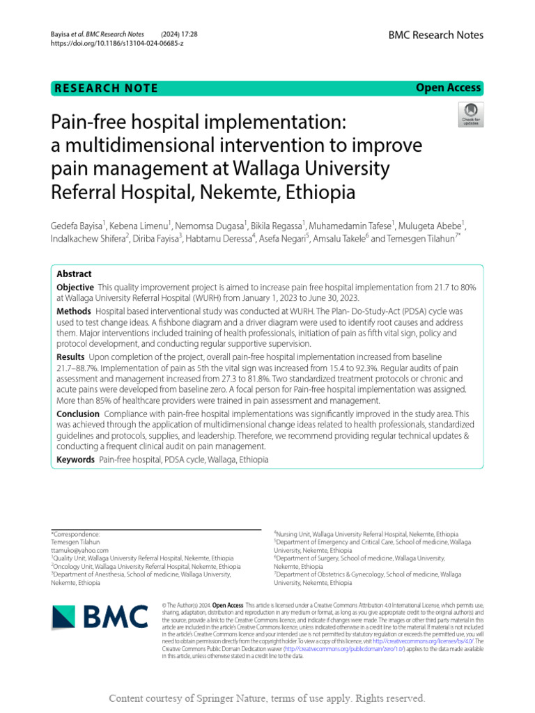 Pain-Free Hospital Implementation A Multidimension | PDF | Health Care ...