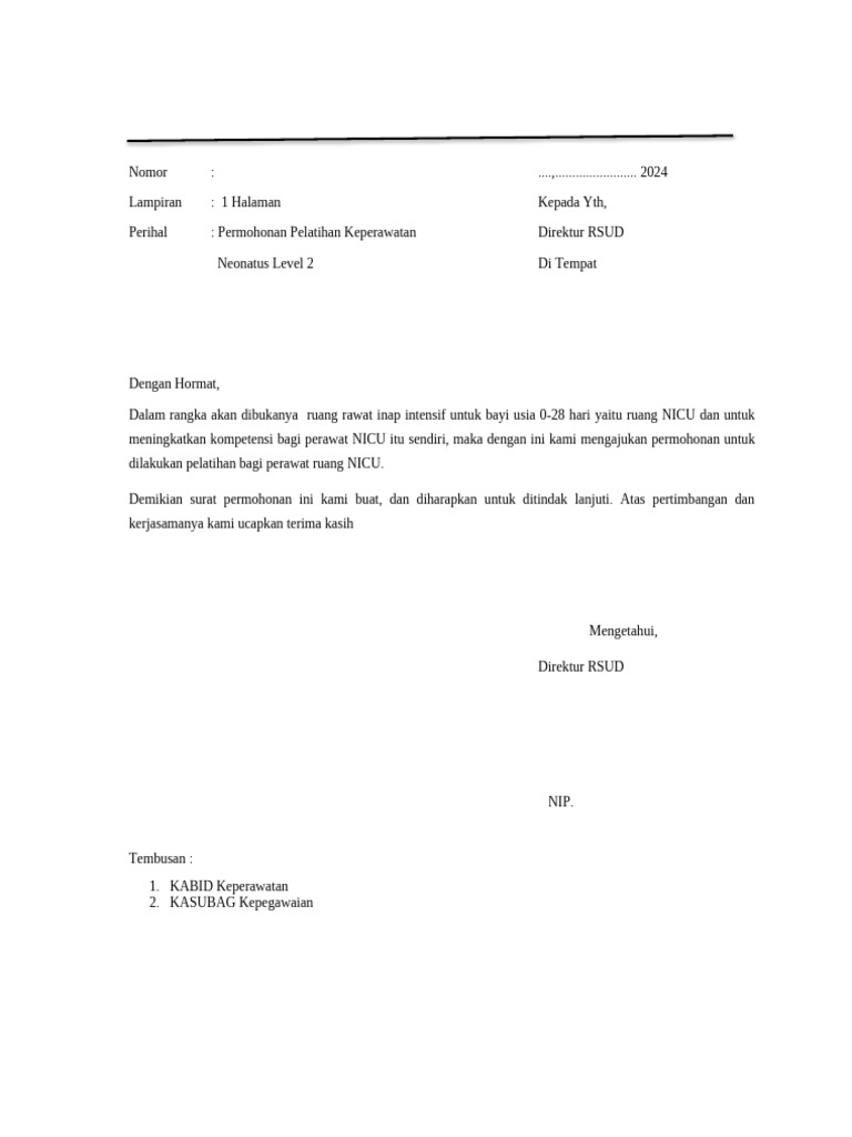 Surat Tembusan Pelatihan Nicu Picu NEONATUS LEVEL 2 | PDF