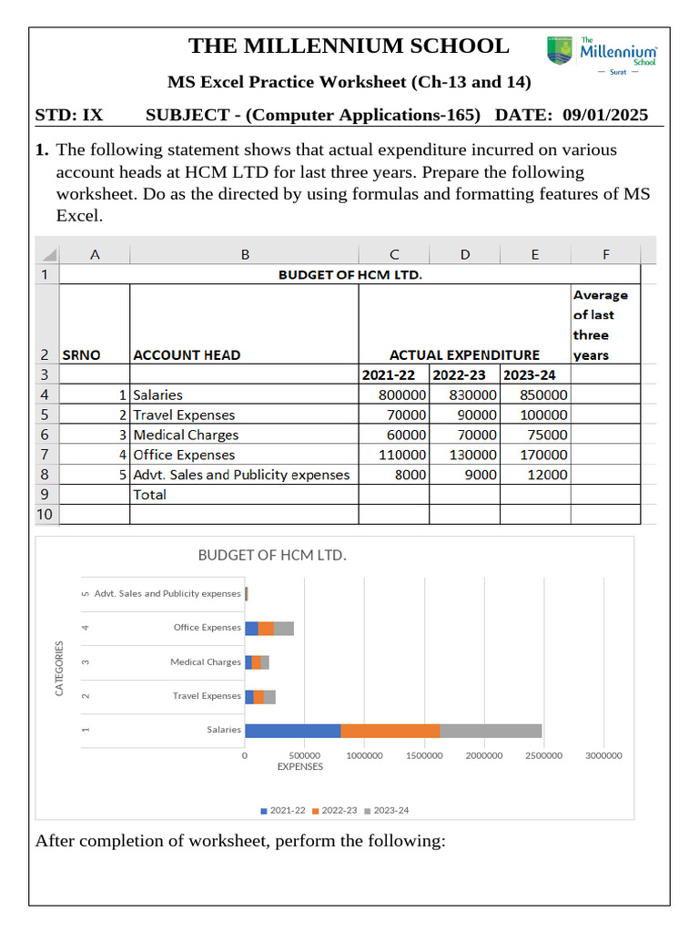 Excel Revision Worksheet Grade 9 | PDF | Microsoft Excel | Expense