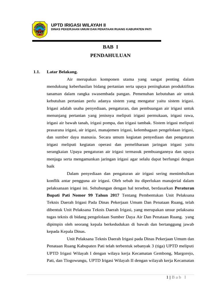 Buku Profil Upt Irigasi | PDF