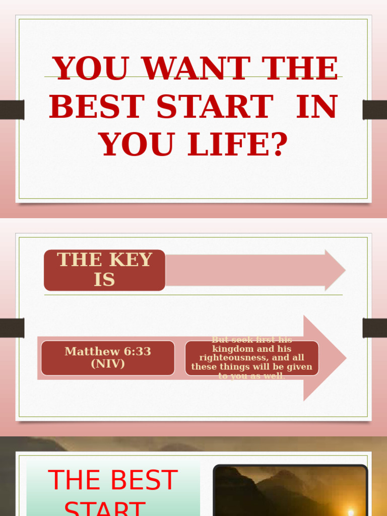 You Want The Best Start in You | PDF