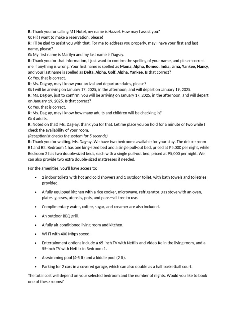 BSHM-11M1-Front-Office-Script-1 2 | PDF | Visa Inc.