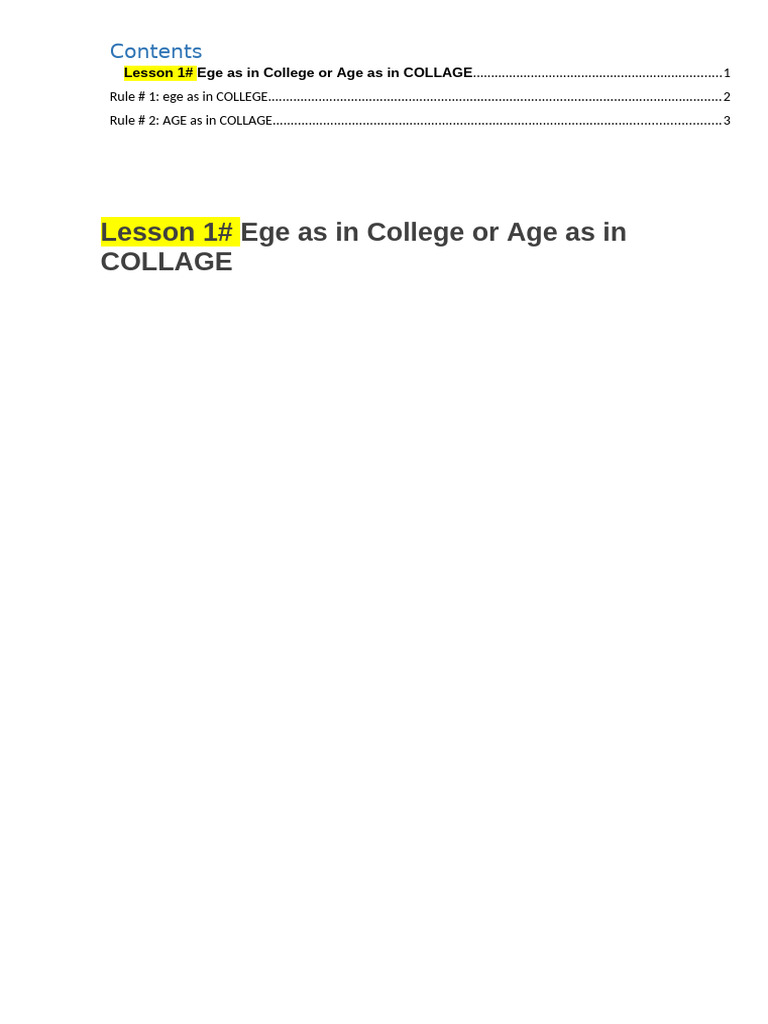 Ege vs. Age Pronunciation Guide | PDF