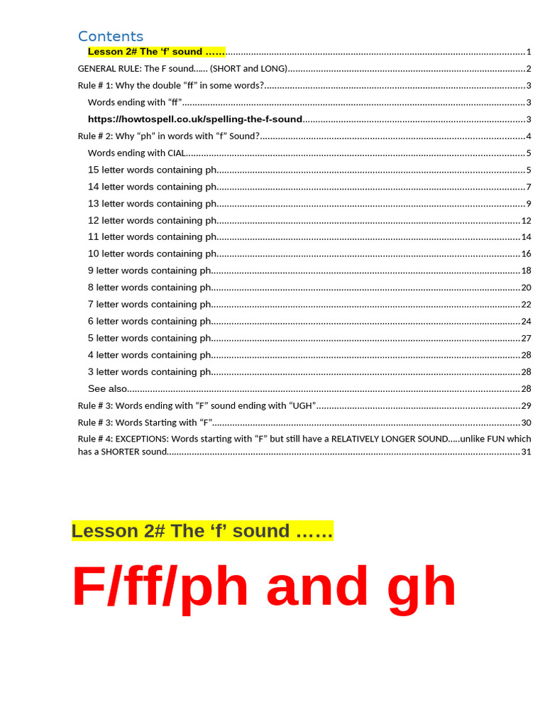 Understanding the PH and F Sound Rules | PDF | Word | Syllable