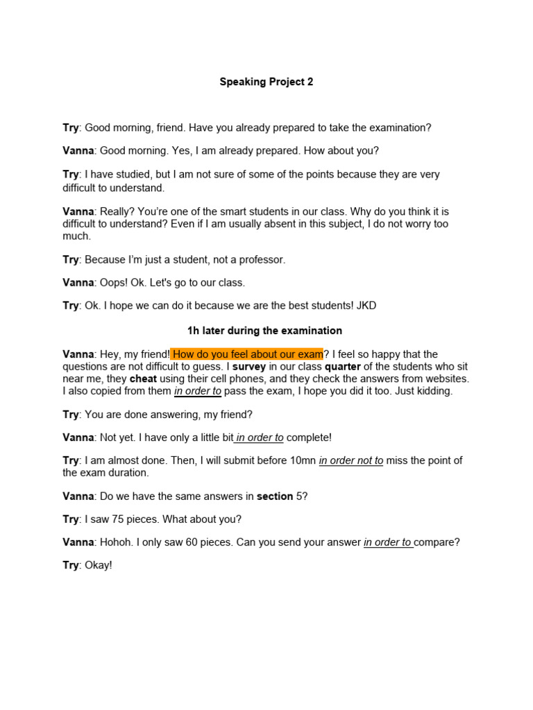 Speaking Project 2 | PDF