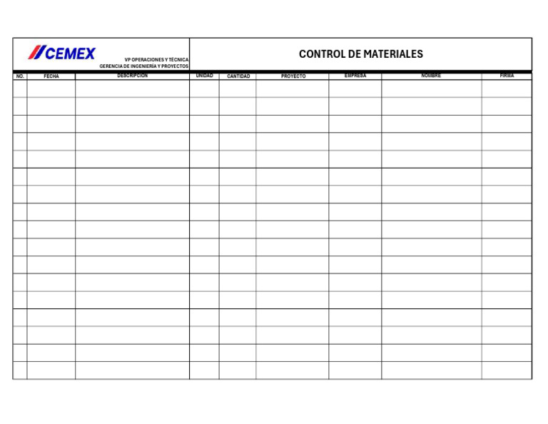 Formato Control de materiales | PDF