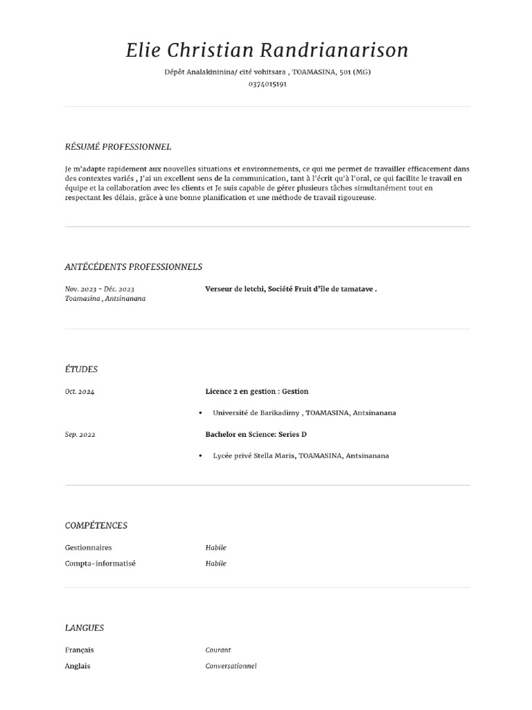 CV Elie Christian | PDF