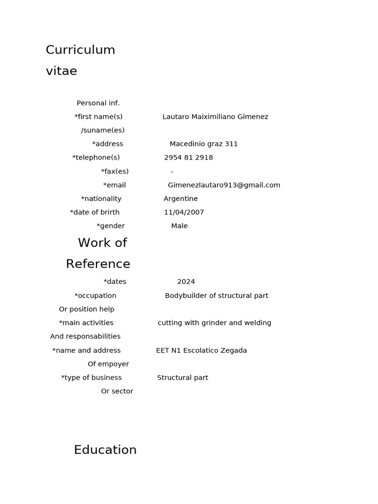 curriculum ingles | PDF