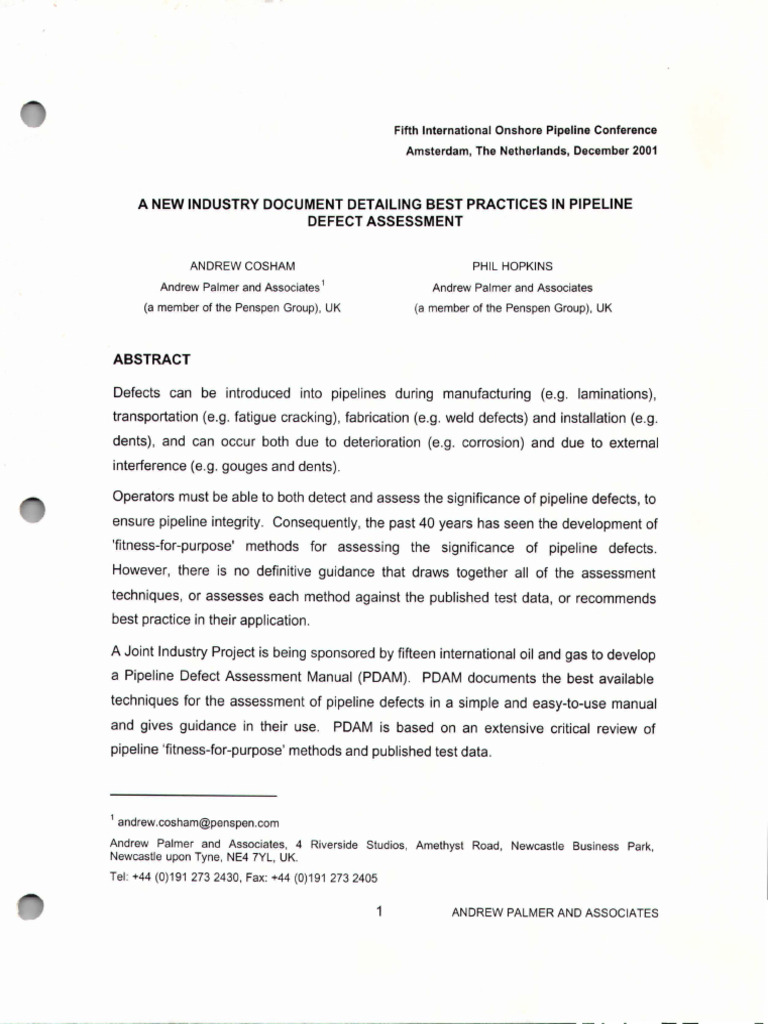 PipeLine Defec Assessment Best Practices - 2001 | PDF | Fracture ...
