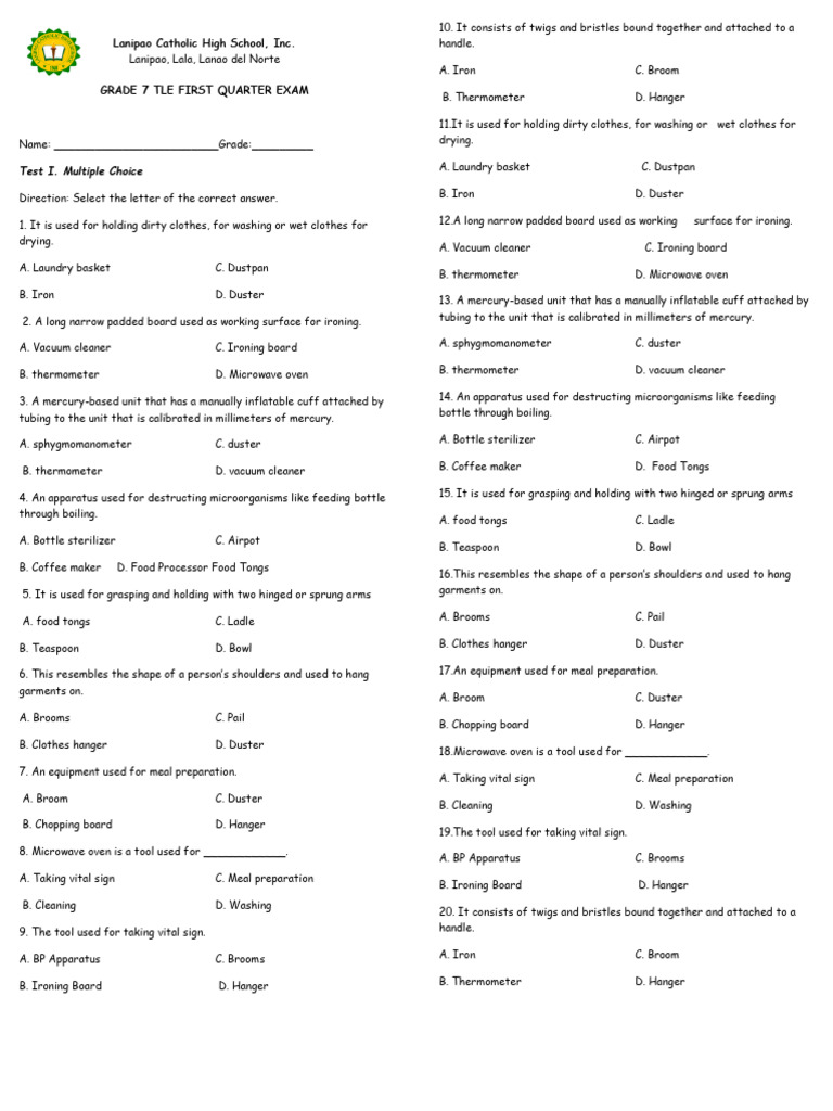 GRADE 7 FIRST QUARTER EXAM | PDF