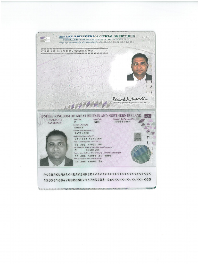 Ravinder British Passport | PDF