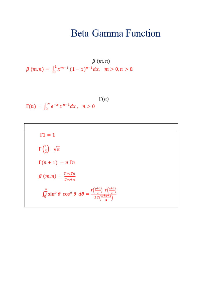 Lecture 4 (Application 1 (Beta & Gamma)) | PDF | Mathematical Concepts ...
