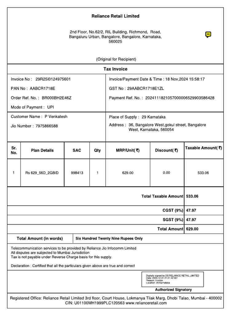 Mobile Bill Invoice | PDF