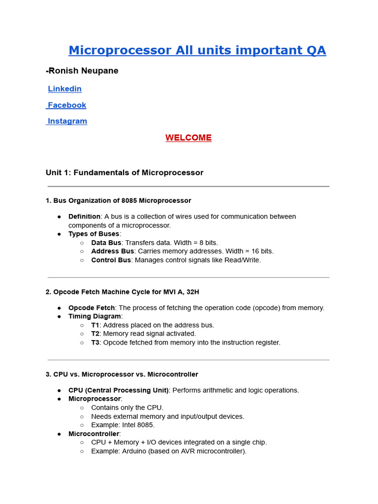 Microprocessor Important Questions | PDF | Computer Data Storage | Central Processing Unit