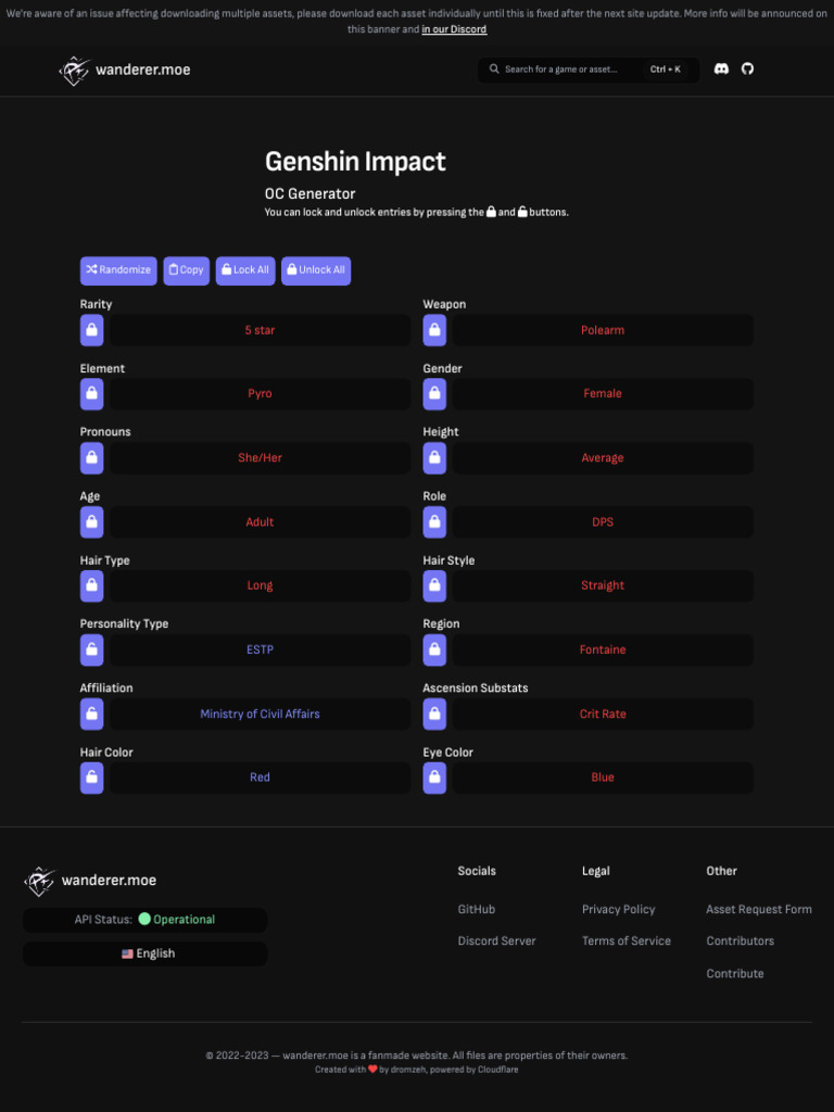 OC Generator (Genshin Impact) Wanderer - Moe | PDF | Computing
