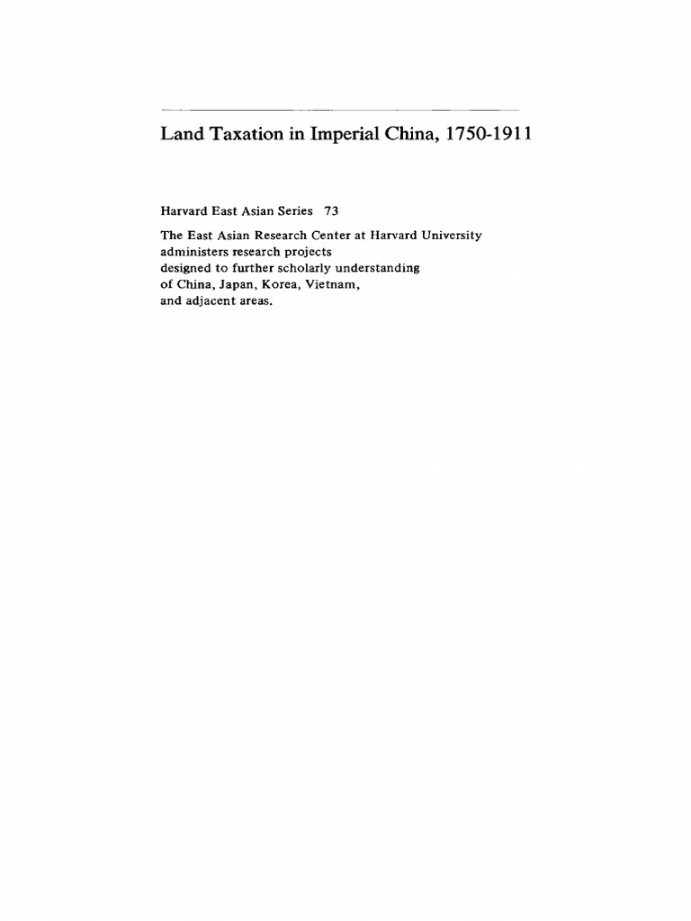 Land Taxation in Imperial China, 1750-1911. (Yeh-Chien Wang.) | PDF ...