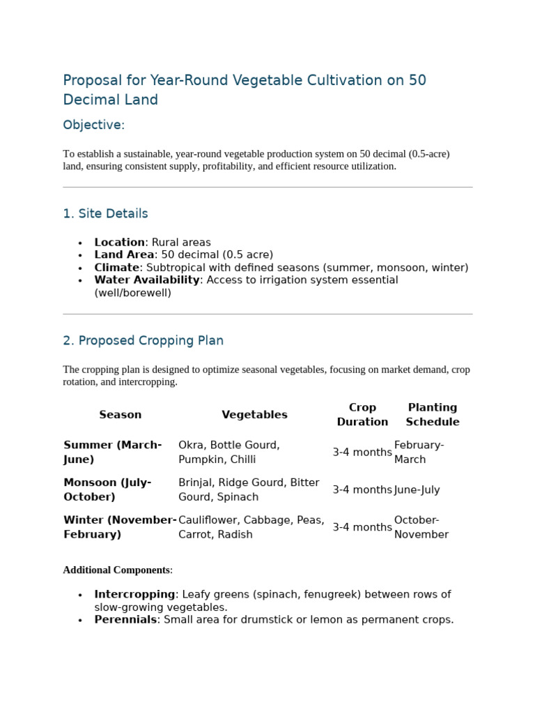 Year-Round Vegetable Farming Proposal | PDF | Agriculture | Vegetables