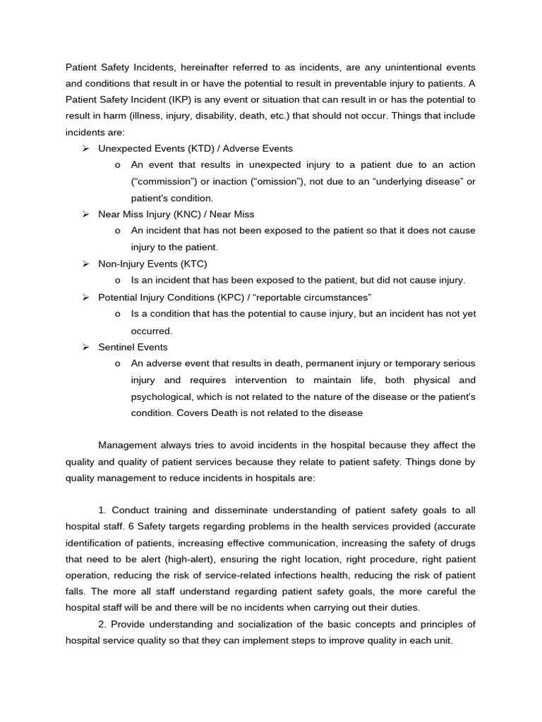 Patient Safety Incidents | PDF | Risk Management | Patient Safety