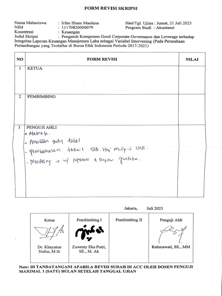 Form Revisi Irfan Ilham Maulana | PDF