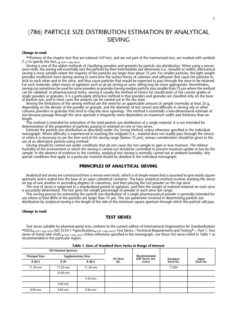 786 - Particle Size Distribution Estimation by Analytical Sieving | PDF | Particle Size ...