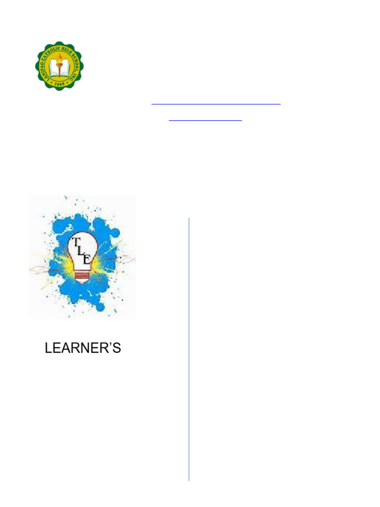 Grade 9 Learner's Record Book: TLE | PDF | Entrepreneurship | Learning