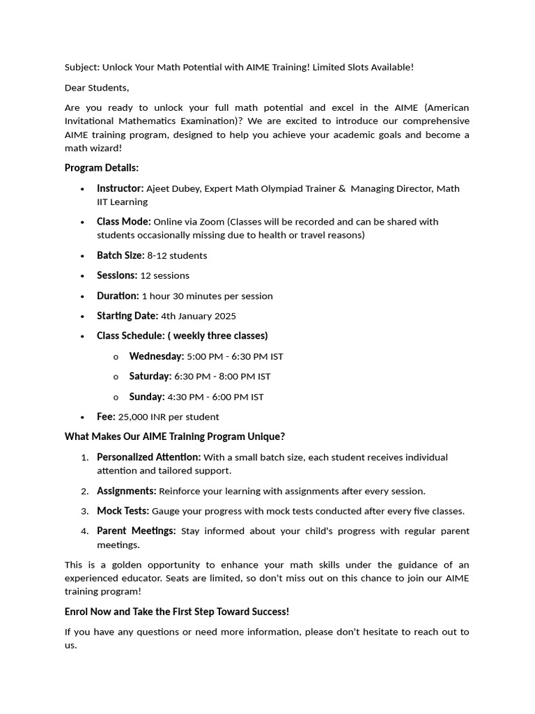 AIME Training | PDF