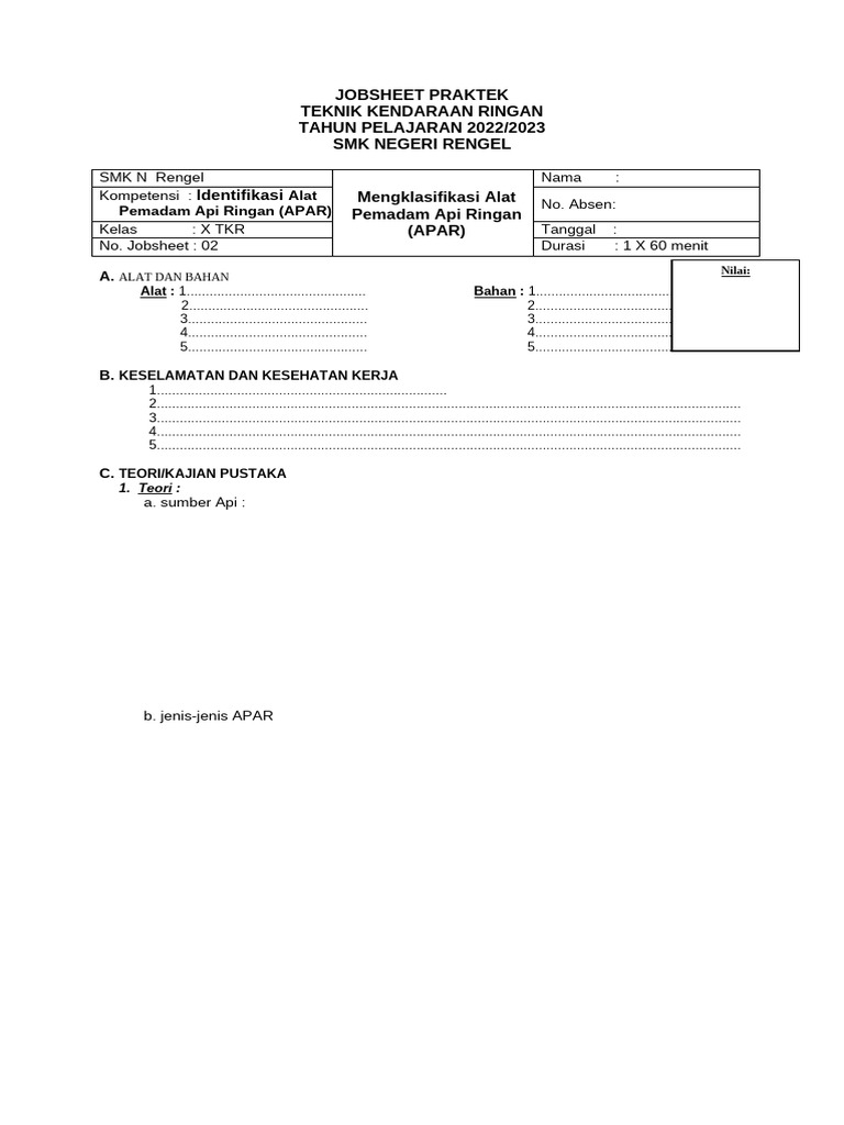 5. JOBSHEET Alat Pemadam | PDF