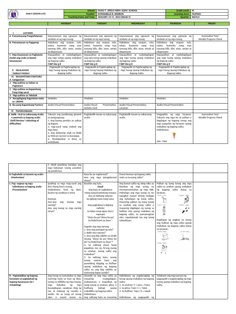 DLL Fil3 Q3 W5 | PDF