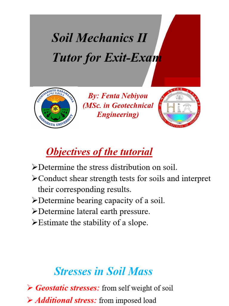 Soil Mechanics II Tutorial For Exit Exam | PDF | Soil Mechanics ...
