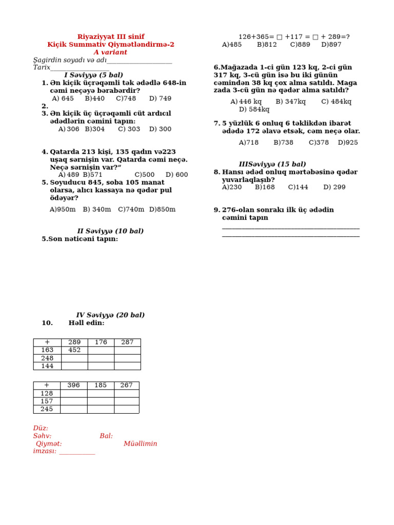 695334095-3ci-sinif-Riyaziyyat-ksq-2-a | PDF