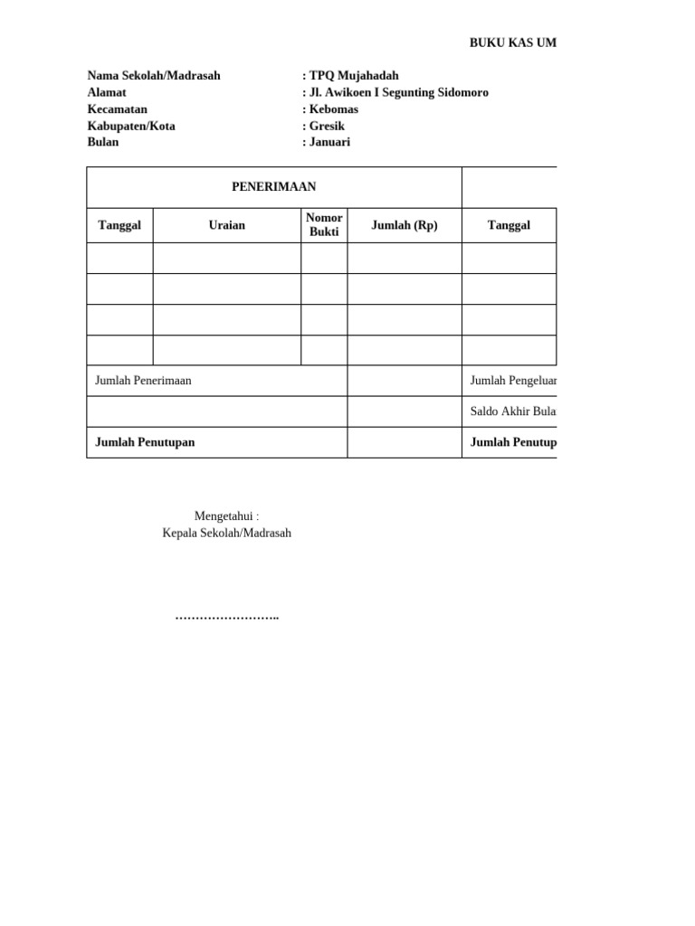 Contoh Bku Bop Tpa TPQ Madin | PDF