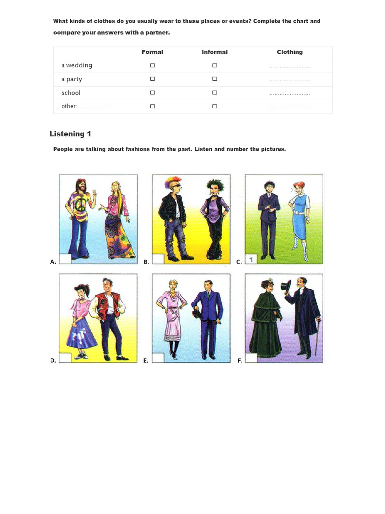 Fashion Listening Exercises B1 | PDF | Clothing | Fashion