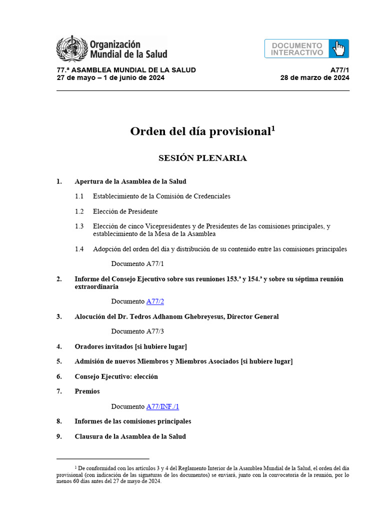 A77_1-sp | PDF | Organización Mundial de la Salud | Influenza
