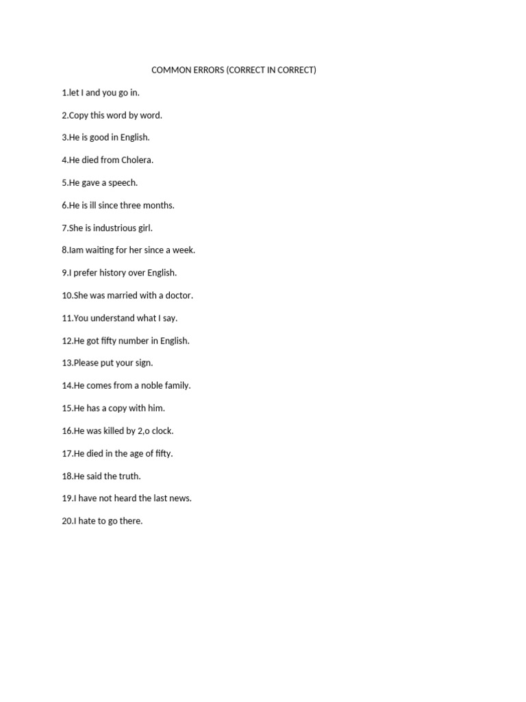 Common Errors | PDF