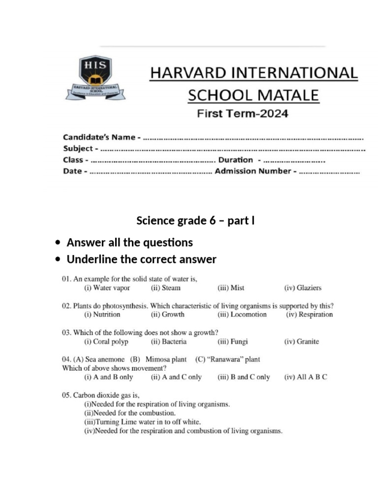 Science Grade 6 | PDF