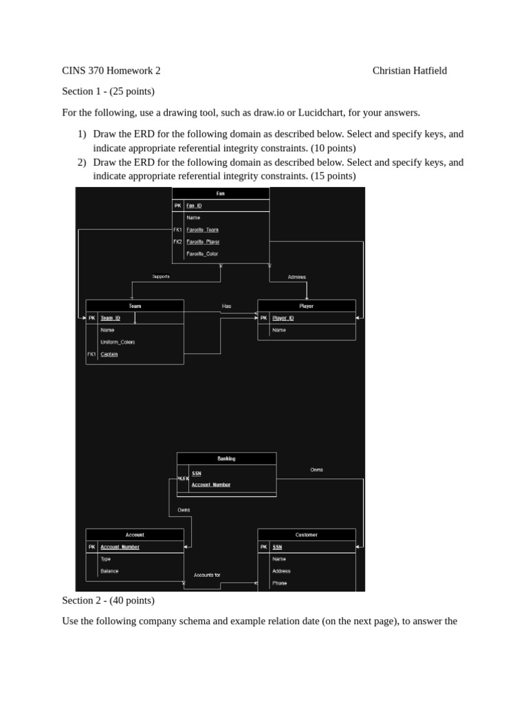 Christian Hatfield CINS-370 HW02 | PDF | Relational Database | Data Model