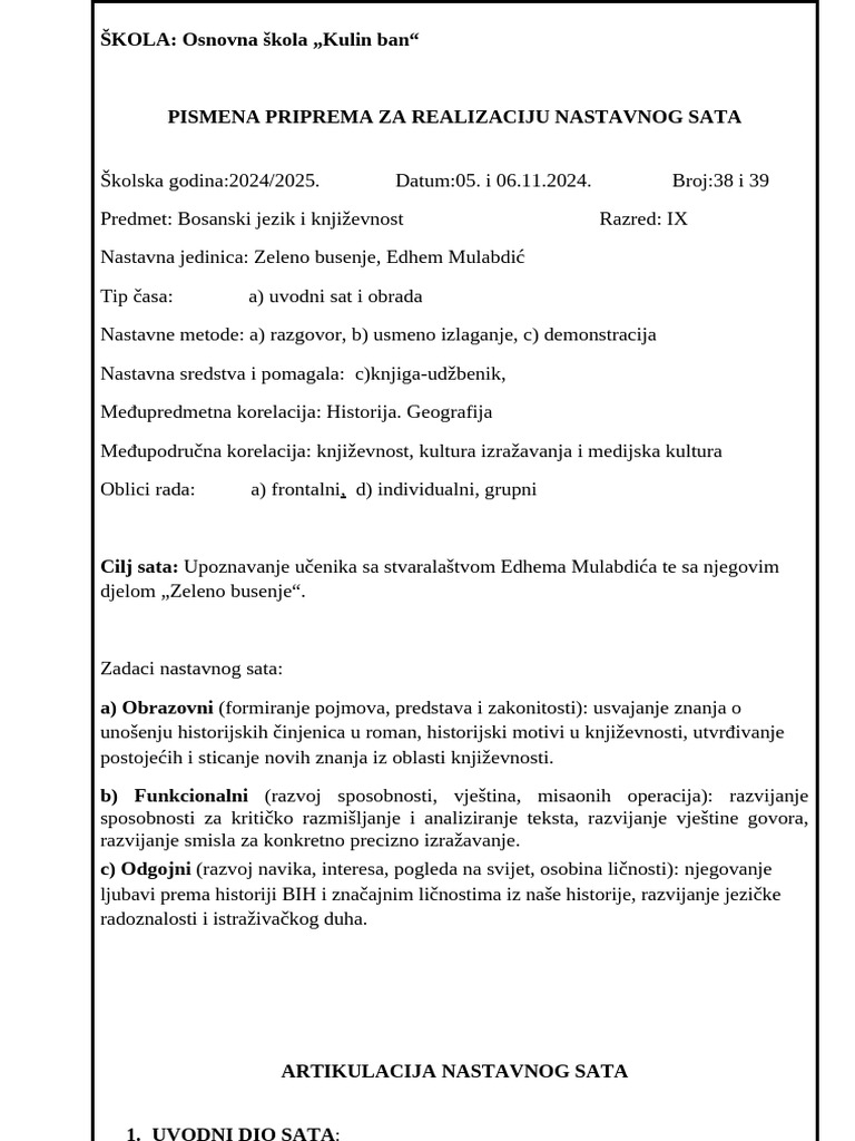 38. i 39.priprema - Zeleno busenje, Edhem Mulabdić | PDF