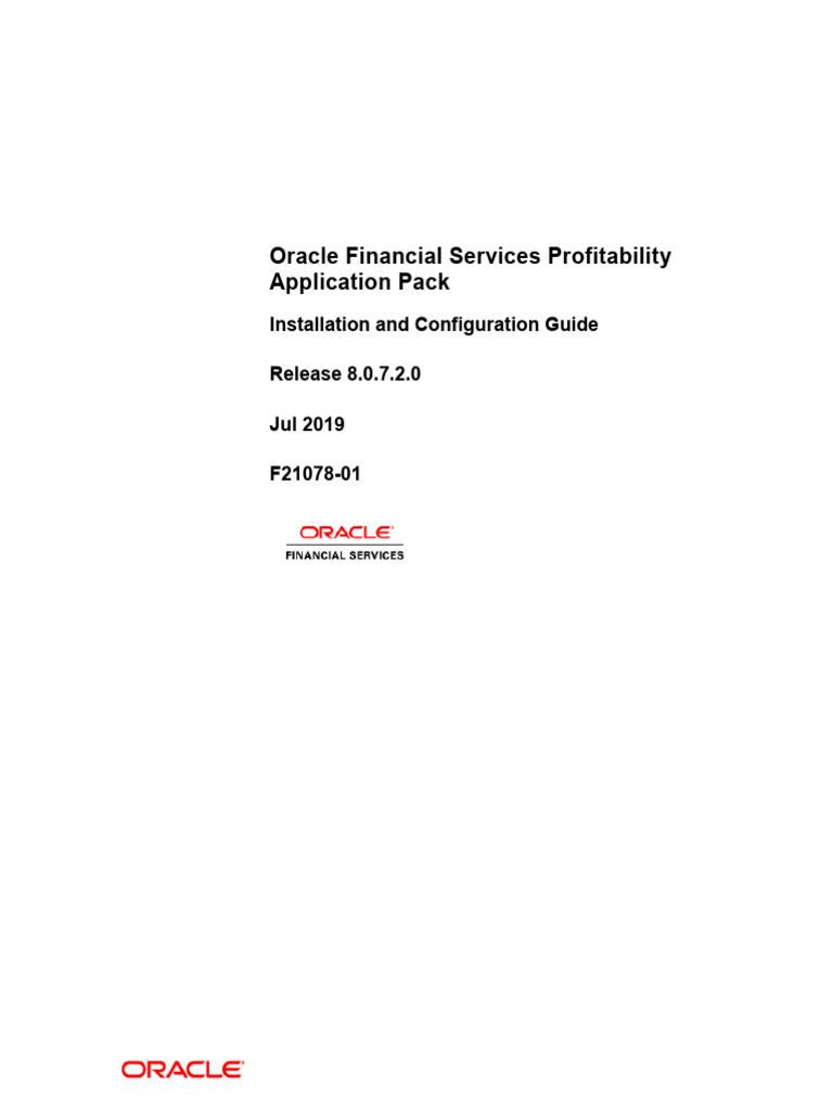 Oracle Financial Services Profitability Application Pack Installation ...