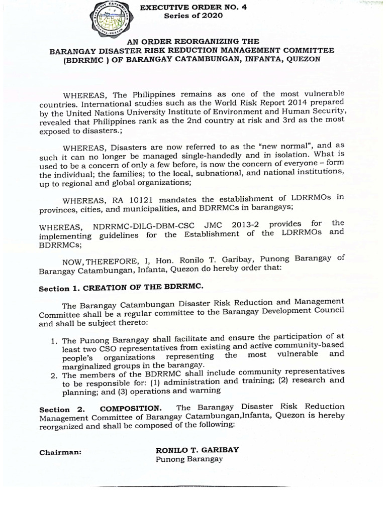 1.3 Eo BDRRMC Catambungan | PDF