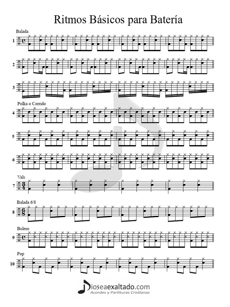Ritmos Básicos para Batería | PDF