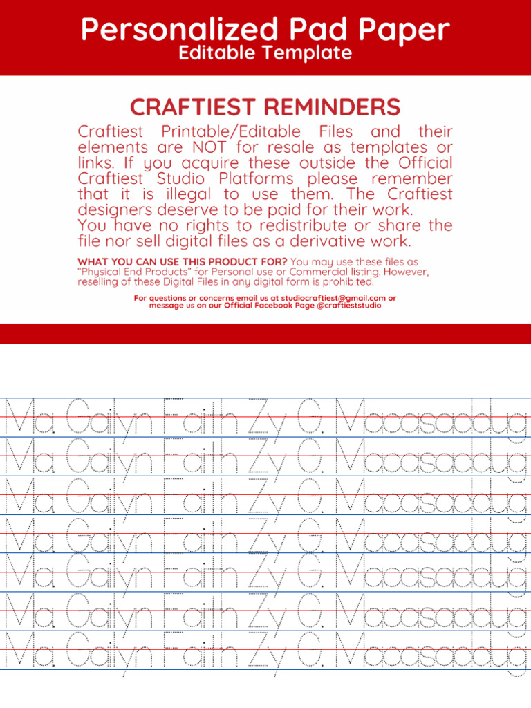 Personalized Name Tracing Paper | PDF