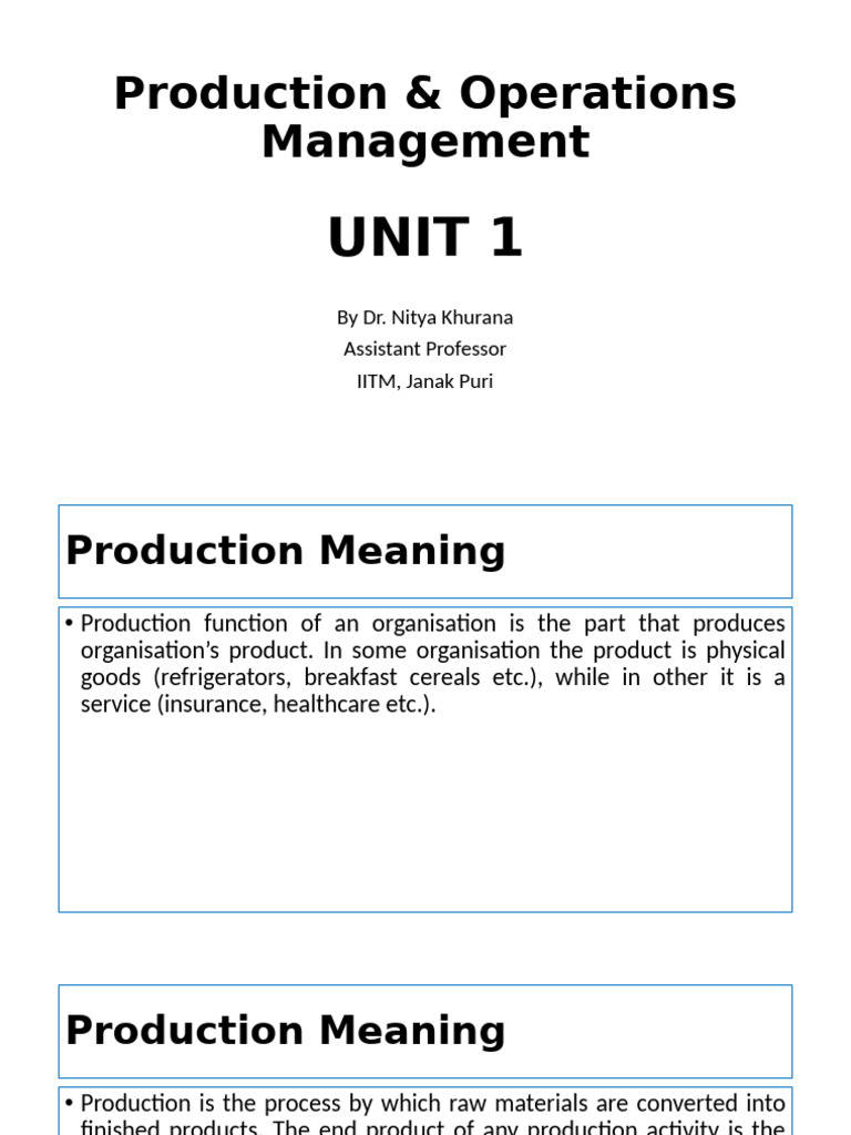 Production & Operations Management Guide | PDF | Inventory | System