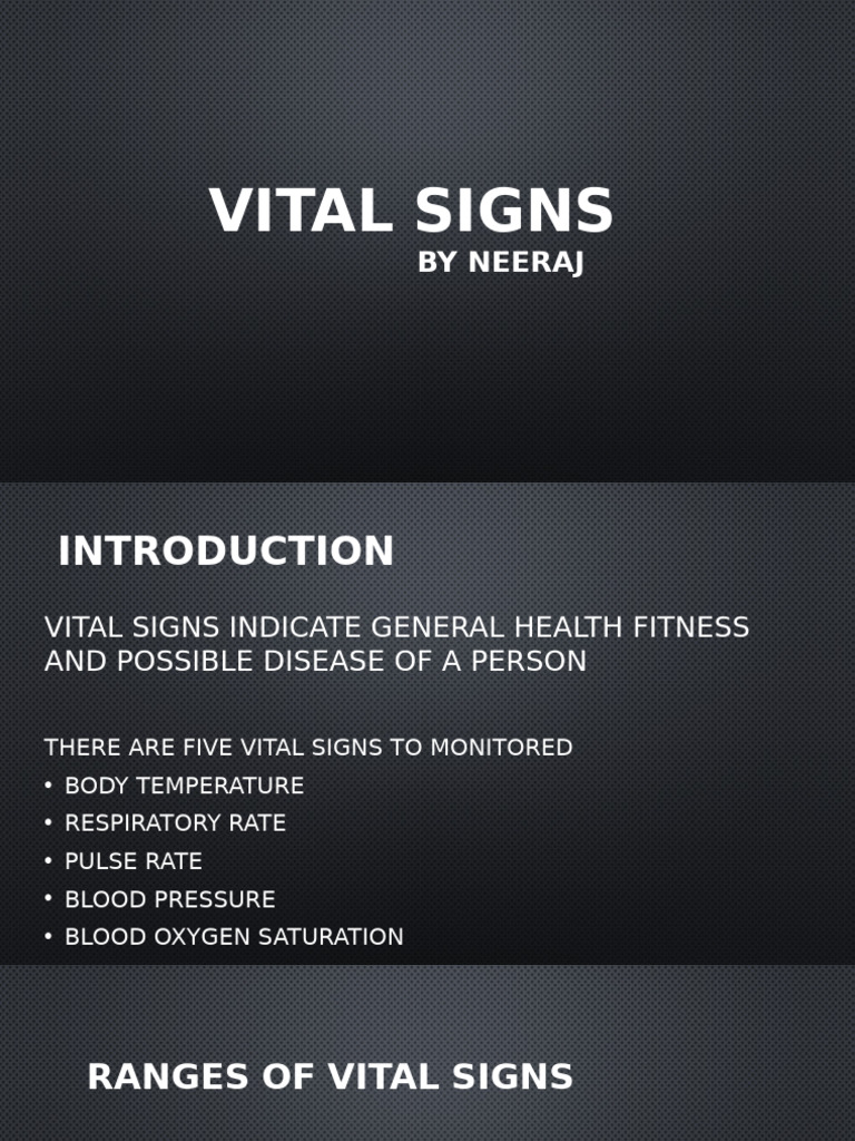Vital Signs by Neeraj | PDF | Blood Pressure | Respiratory System