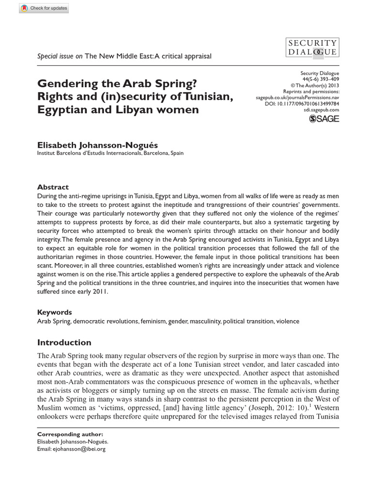 Gendering The Arab Spring? Rights and (In) Security of Tunisian ...
