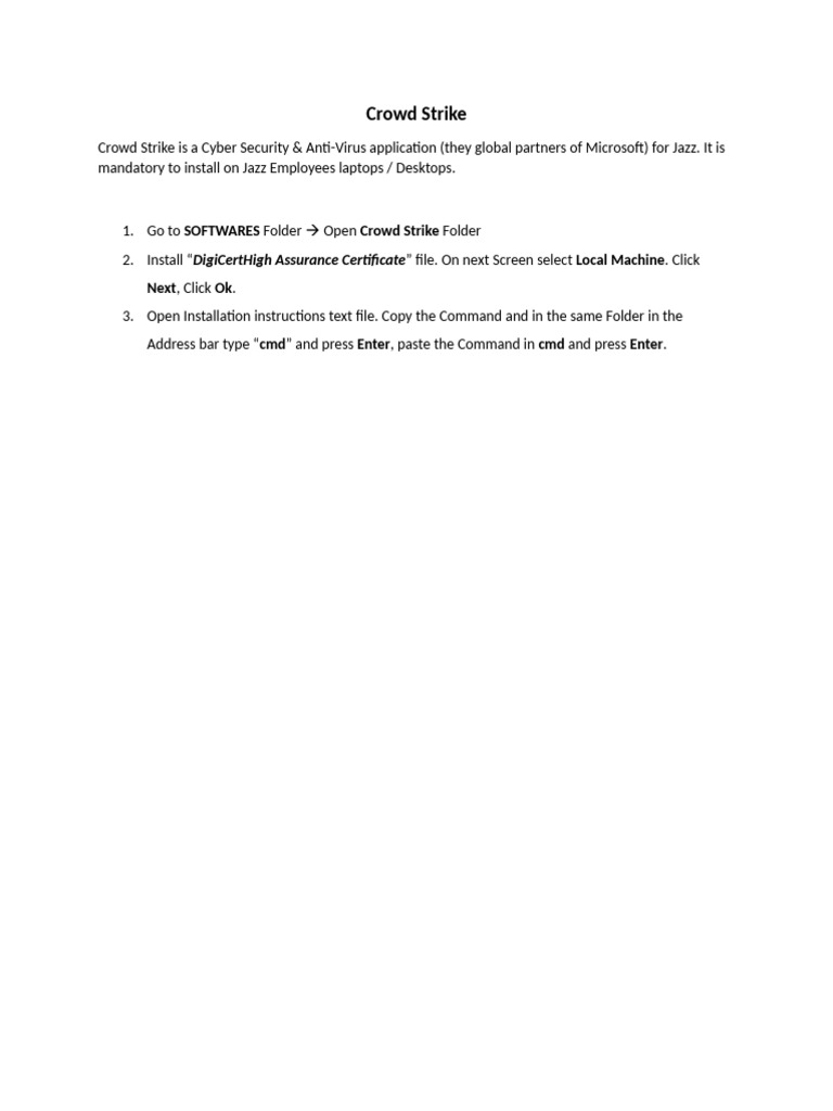 Crowd Strike Installation Guide 1 | PDF