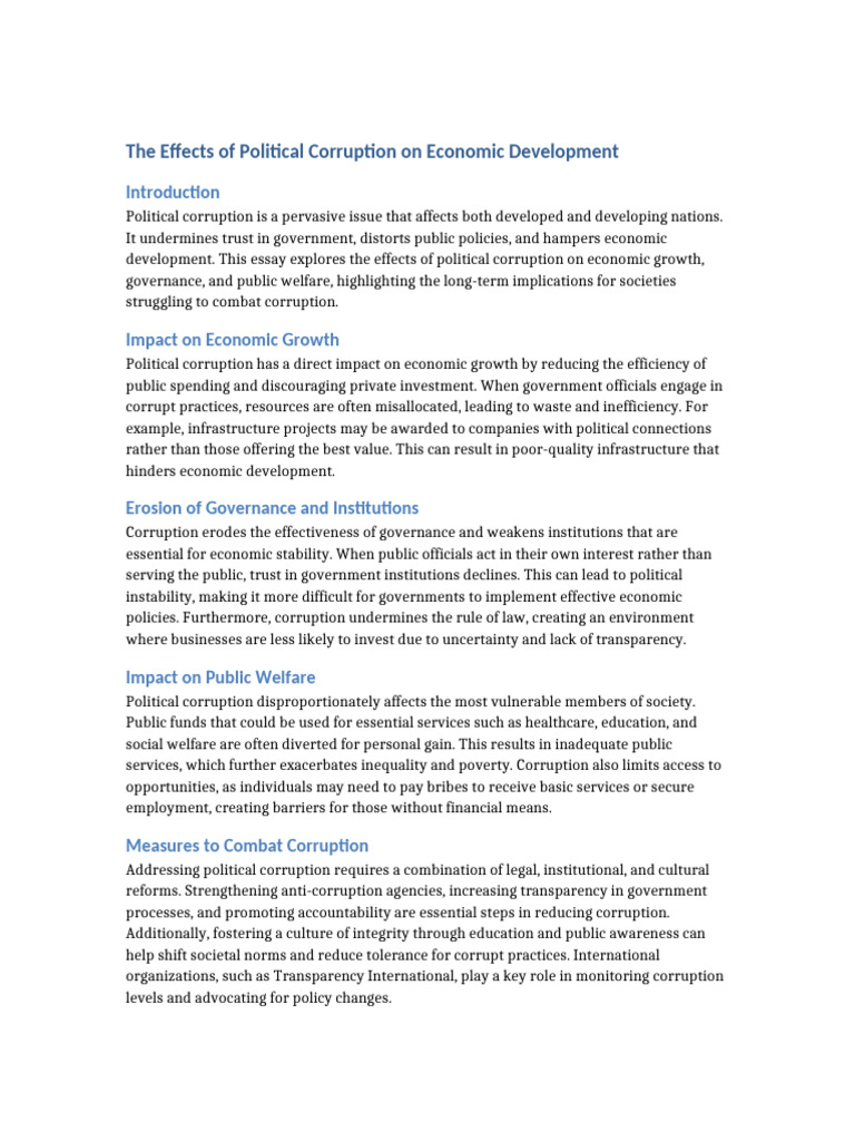 Political Corruption and Economic Development | PDF | Political Corruption | Corruption