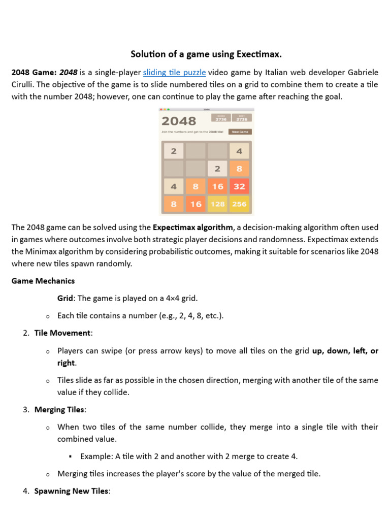 2048 Game Solved with Expectimax | PDF | Applied Mathematics | Algorithms