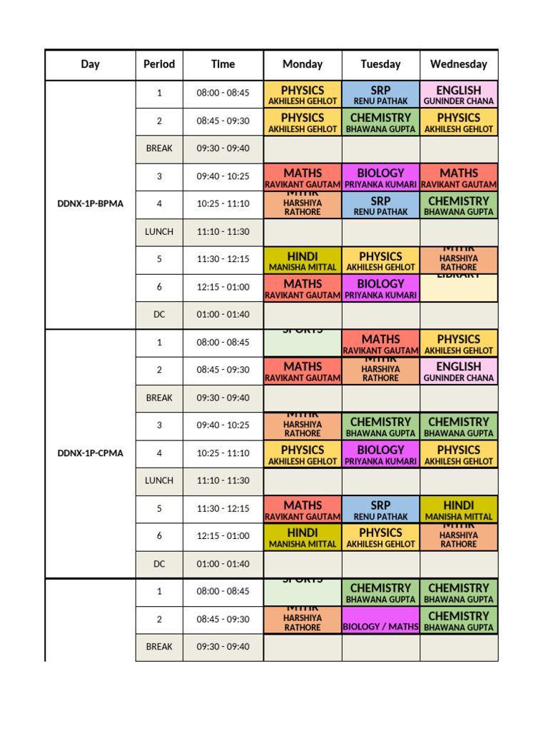 DDPS Time Table 29.04.24-04.05.24 | PDF