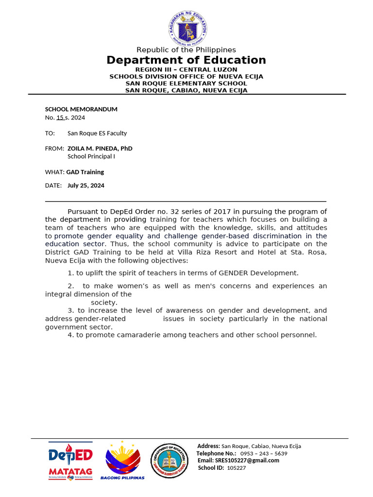 GAD MEMO | PDF | Egalitarianism | Gender