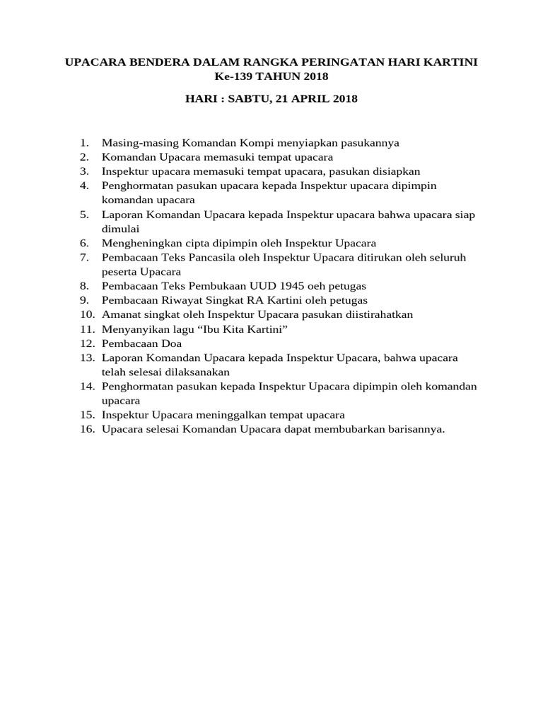 Susunan Upacara Kartini | PDF
